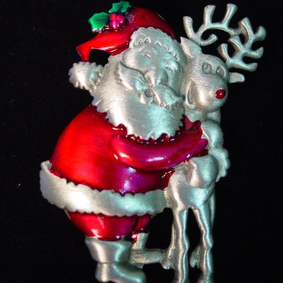 Jonette Jewelry "JJ" | Jewelry | Santa Hugging Rudolph Pin Brooch ...